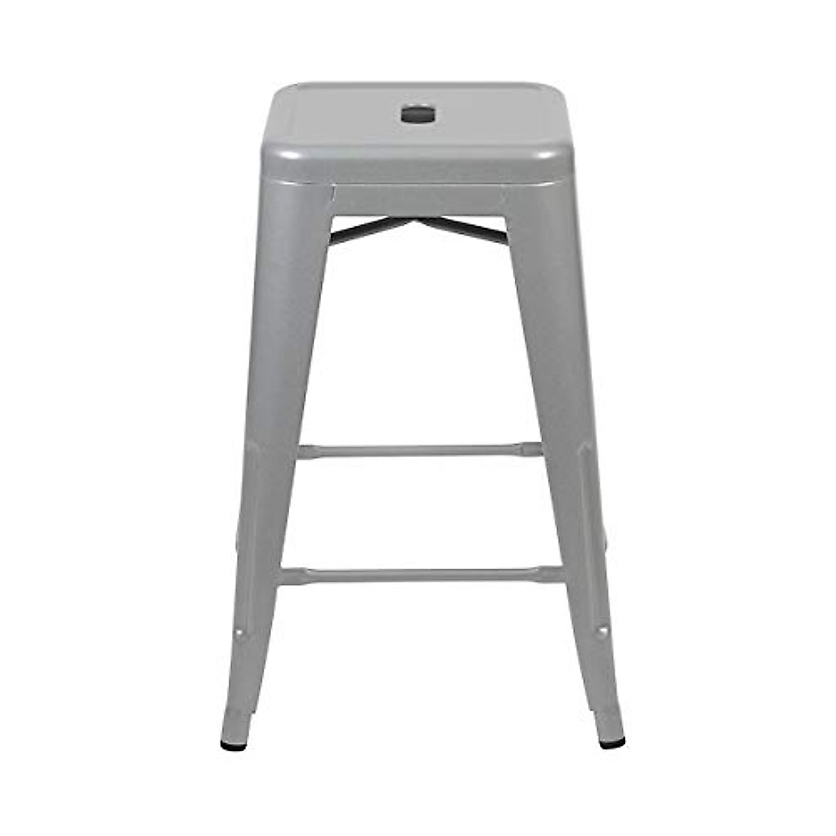 Flash Furniture Lily 24" High Metal Counter-Height, Indoor Bar Stool in Silver - Stackable Set of 4