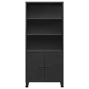 YUUIKLLE Industrial Bookshelf ，Standing Bookcase ，Open Bookshelf ，Bookcase Storage Rack，Suitable for Balcony, Study, Teaching Building, 31.5"x12.6"x70.9" ，Anthracite，Steel