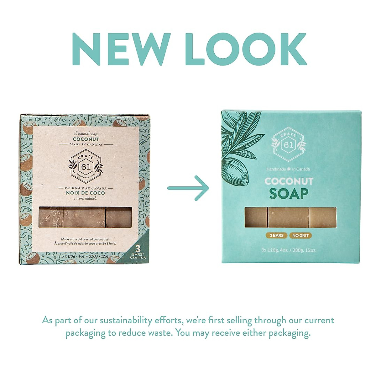 Crate 61 Organics, Handmade Vegan Natural Bar Soap Cold Pressed For Face And Body, With Premium Essential Oils, For Men And Women 3 Pack (Coconut)