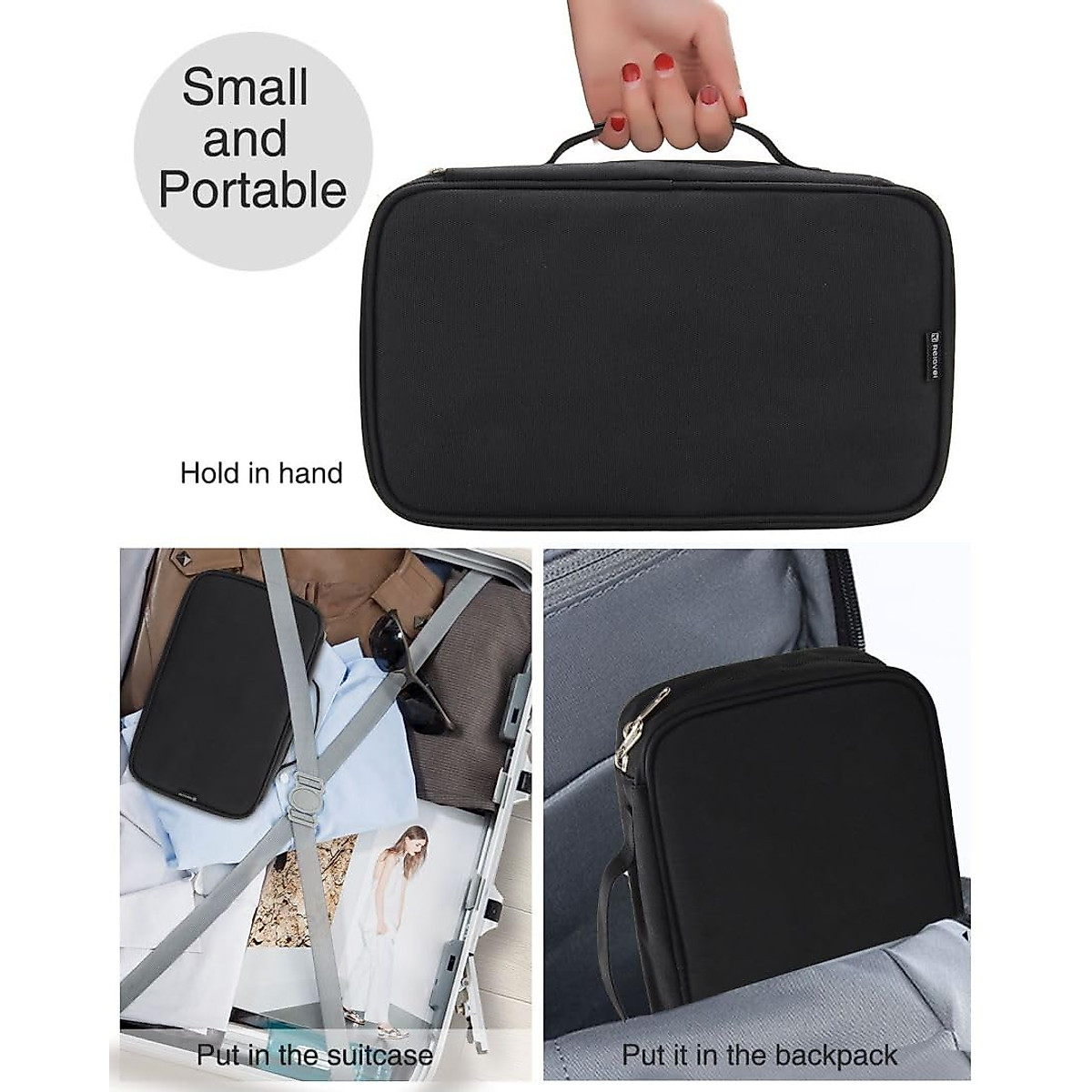 Makeup Brush Bag, Makeup Brush Organizer Cosmetic Bags Makeup Artist Case with Belt Strap Holder Multi functional Cosmetic Bag Makeup Handbag for Travel & Home Gift (Black)