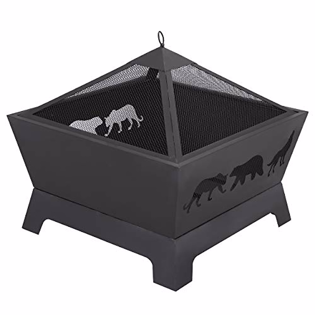 HANGKAI 26" Extra Deep Fire Pit Backyard Patio Garden Stove Wood Burning Fireplace w/Long Fire Poker,Mesh Lid,Rain Cover