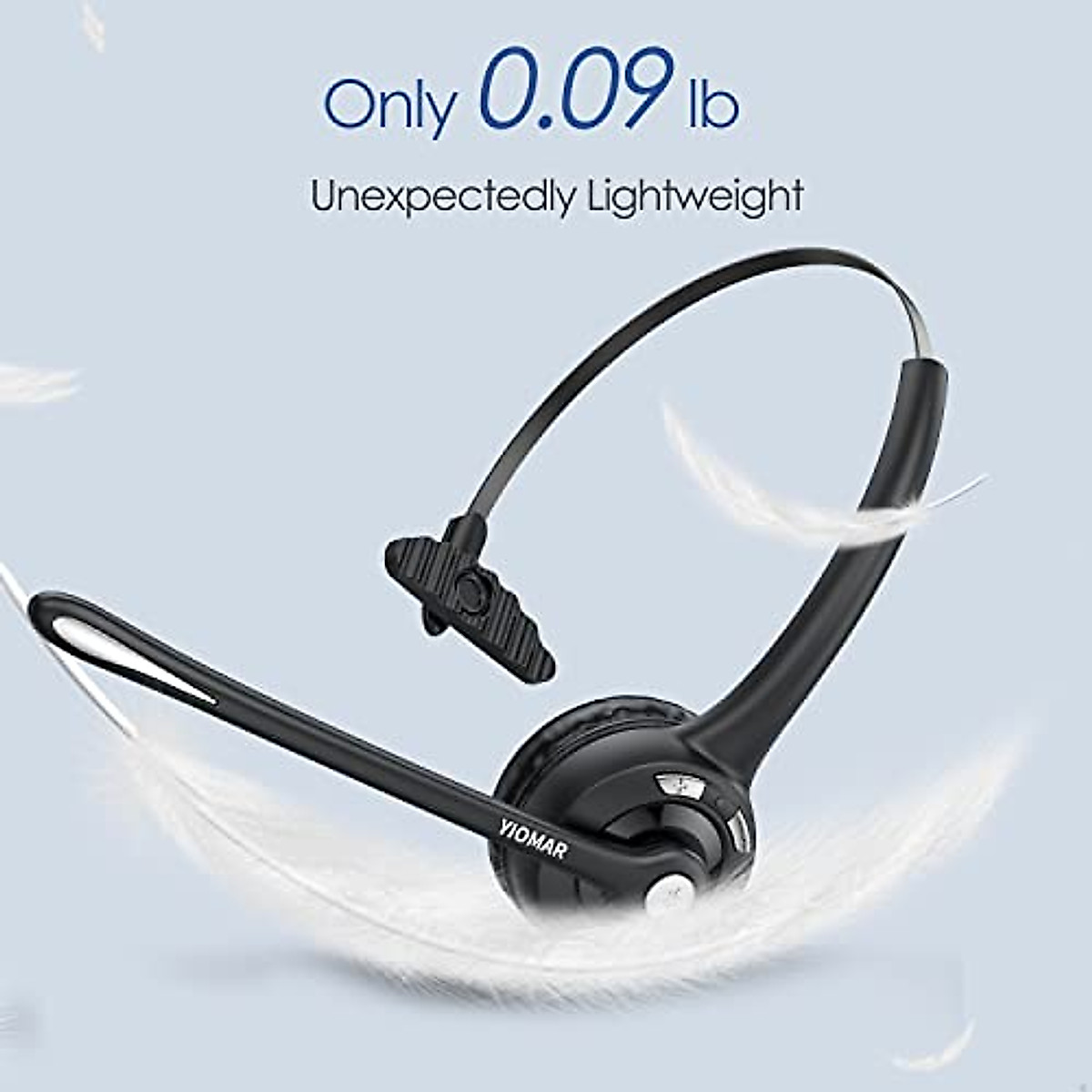 Bluetooth Headset with Microphone for Truck Driver, One Ear Wireless Headset with cvc6.0 Noise Cancelling, Mute & Volume Control, Long Battery Life, Headsets with Mic for Cell Phone, PC, Call Center