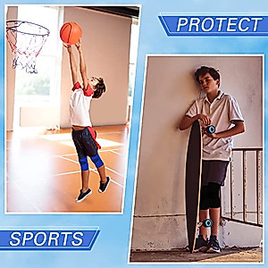 2 Pairs Kids Knee Sleeve Kids Knee Brace Children Knee Support Kids Knee Compression Sleeve Child Knee Pads for Basketball, Volleyball, Sports, Gymnastics, Black and Blue (Medium)