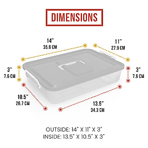 Chef Pomodoro Pizza Dough Proofing Box, 14 x 11-Inch, Pizza Dough Container, Fits 4-6 Dough Balls, Household Pizza Dough Tray With Convenient Carry Handle (Grey)