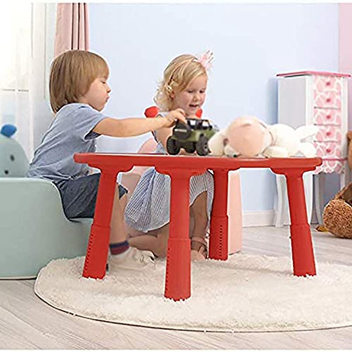 LIRUXUN Children's Table and Set Kindergarten Can Be Raised and Lowered Plastic Baby Game Table Graffiti Belt Storage Tablo