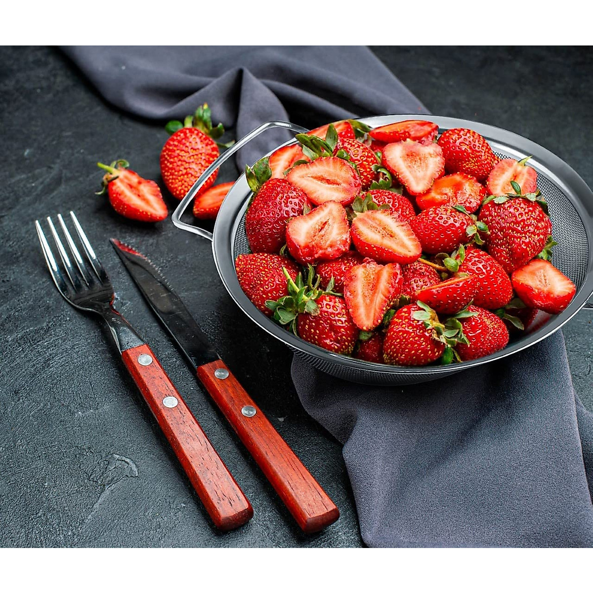 Kafoor 9" Large Extra Fine Mesh Strainer with Thermo Plastic Rubber Handle - Sieve Fine Mesh Stainless Steel - Ideal to Strain Pasta, Quinoa and Rice