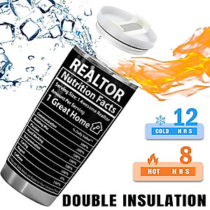 FROOBLEQUIRK Realtor Tumbler 20 Oz with Keychain – Real Estate Agent Gifts, Closing Gifts for Realtors, Must-Have Accessory