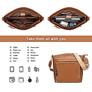 MOSISO Crossbody Bag, Purses for Women Crossbody Bag, Multi Pockets Lightweight Waterproof Crossbody Purse Bag Handbag Shoulder Bag Holder Wallet Card Purse with Tassel, Brown