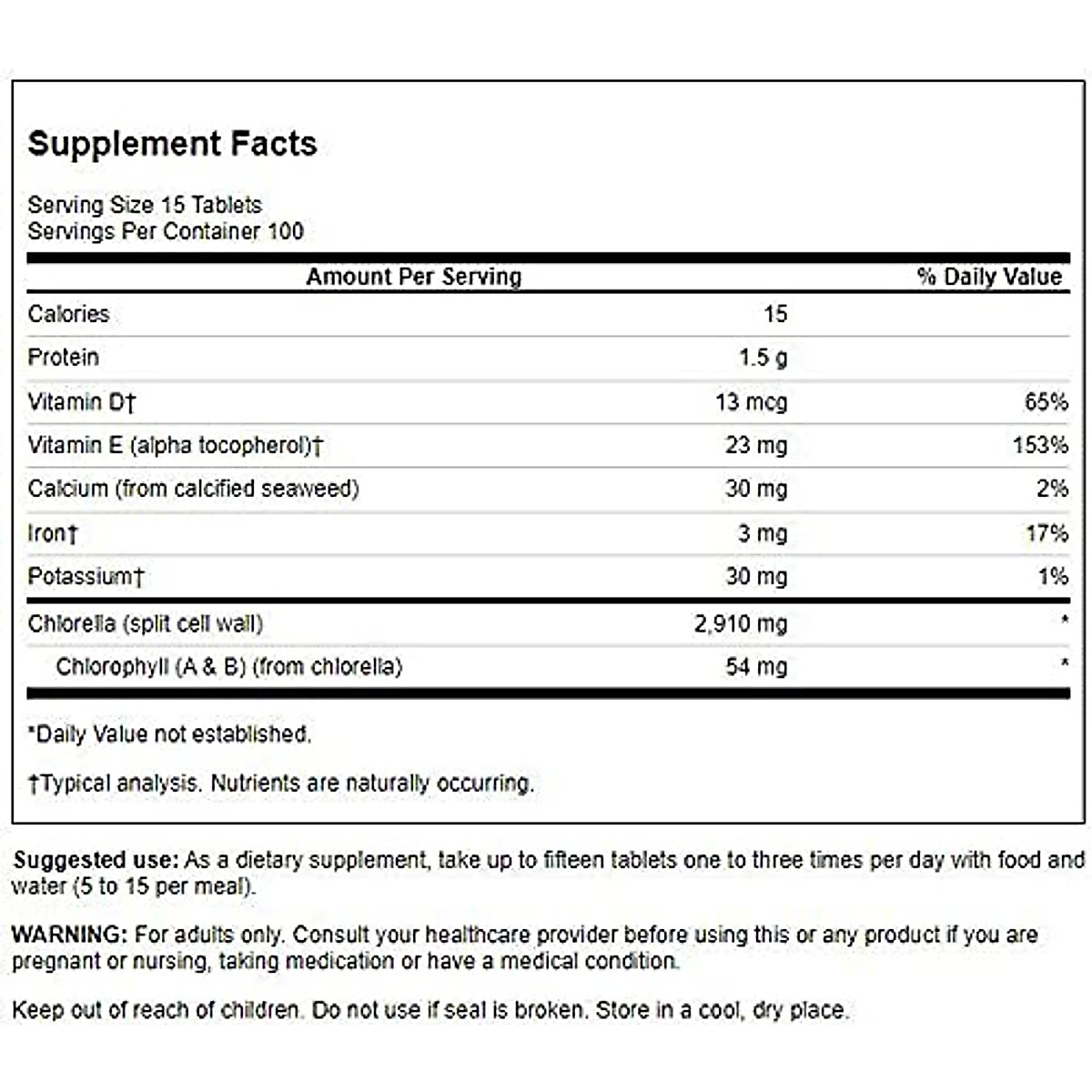 Swanson Chlorella 194 mg 1500 Tabs 2 Pack