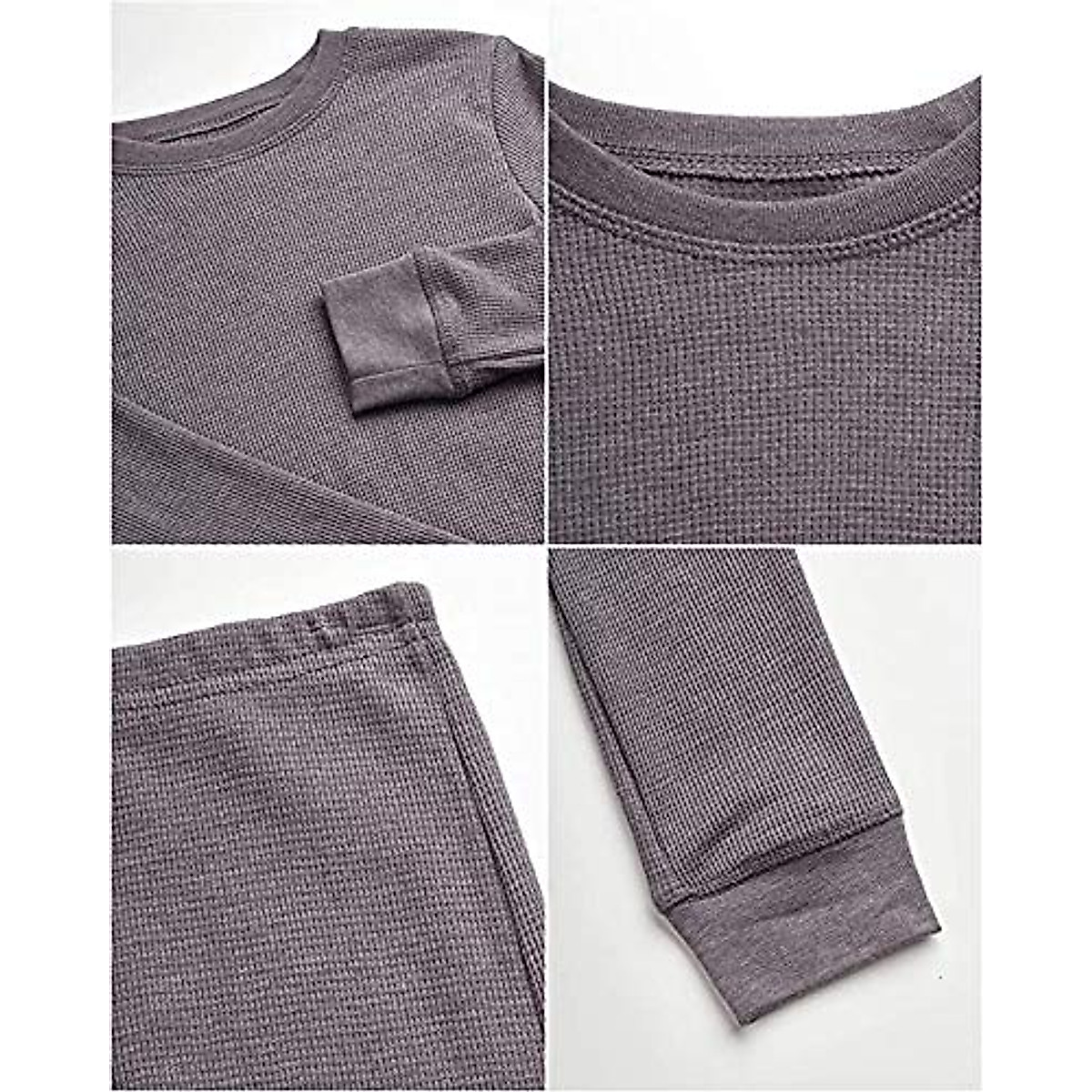 ONLY BOYS Thermal Underwear Set 4 Piece Waffle Knit Top and Long Johns (2T-16), Size 4T, CharcoalDark Blue