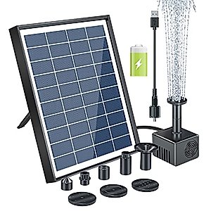 Lewisia 6W Solar Fountain Pump with Battery Backup for Patio Pool Koi Pond Bird Bath Garden Decoration Submersible Solar Powered Water Pump Kit