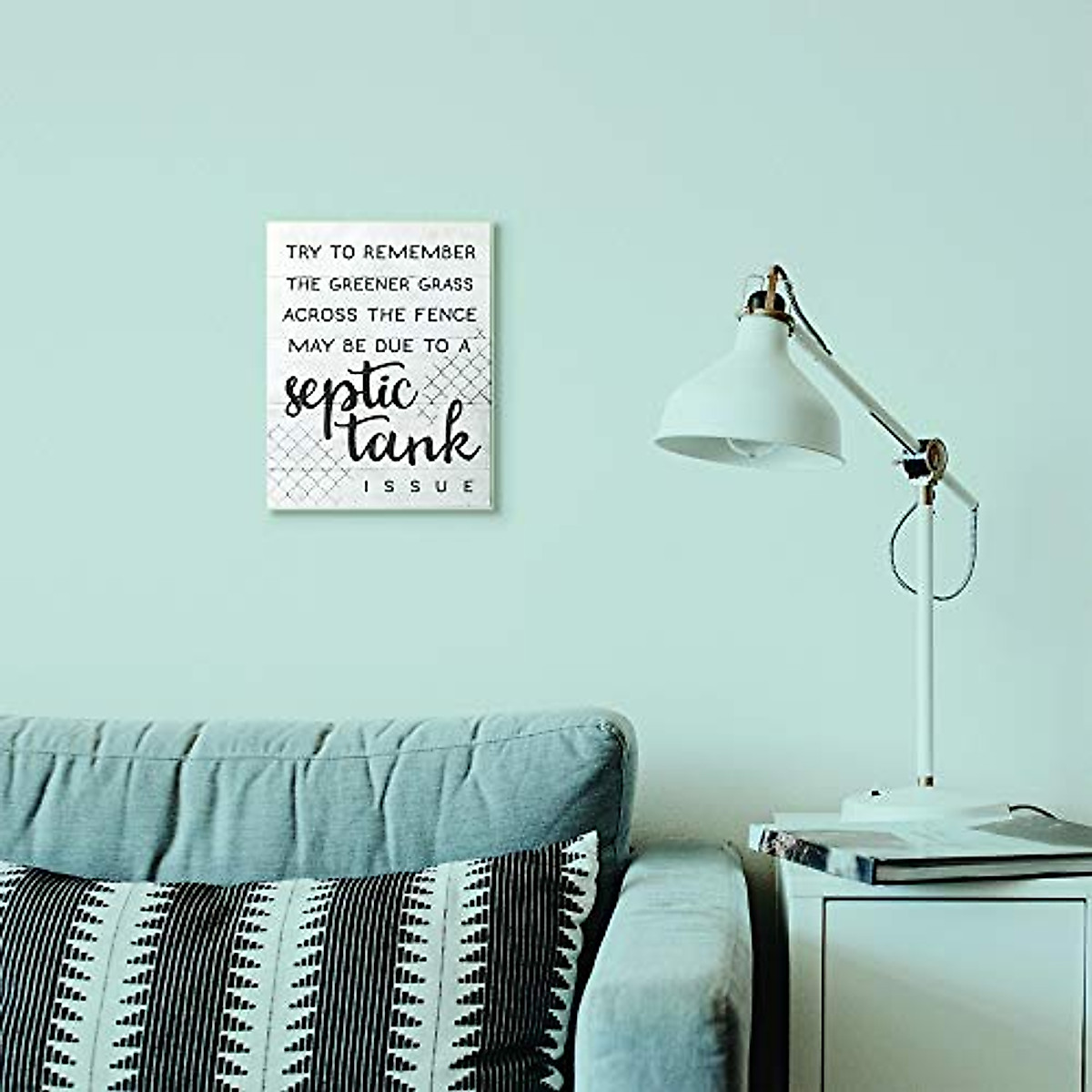 Stupell Industries Greener Grass Septic Issue Funny Family Home Word, Design by Artist Daphne Polselli Wall Art, 10 x 15, Wood Plaque