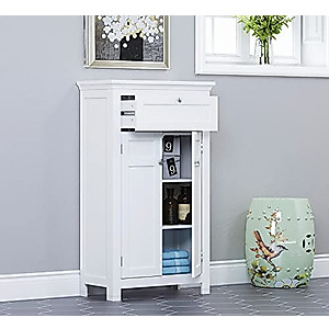 Spirich Freestanding Bathroom Cabinet with Drawer and Adjustable Shelf, Floor Tall Storage Cabinet (White)