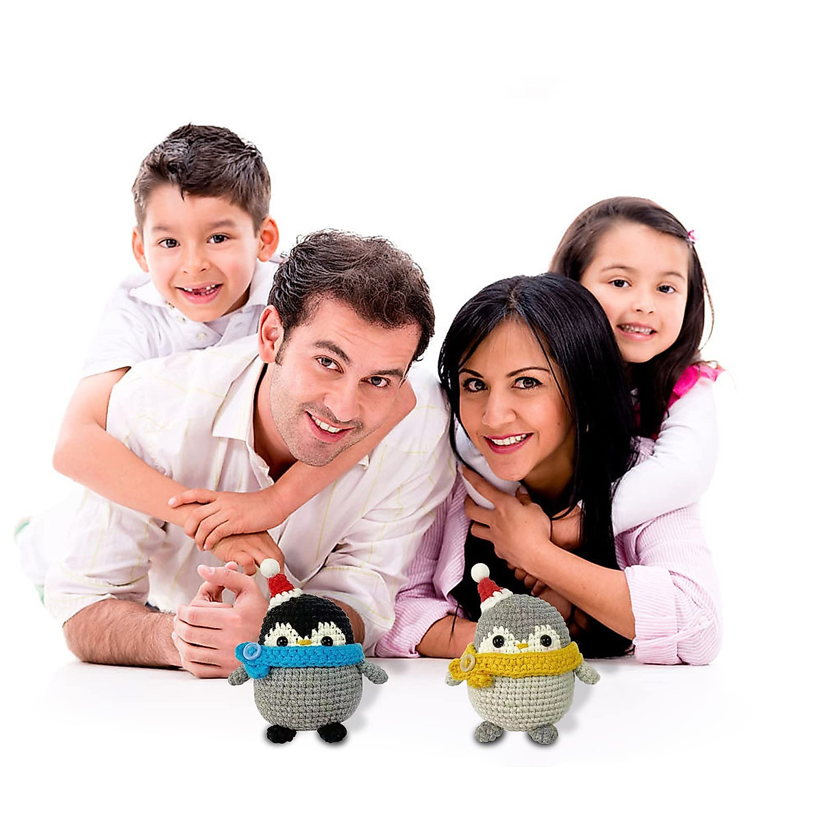 kennifer Crochet Kit for Beginners, Set of 2 Christmas Penguin with Step-by-Step Video Tutorials, Complete Crochet Kit for Adults and Kids, Yarn, Hook, Needles, Scissors, All Accessories Include