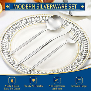 Silverware Set for 8, 40 Piece Flatware Set, Cutlery Tableware set Include Spoons And Forks Set, Stainless Steel Utensil Set, Matte polished Finish, Dishwasher Safe