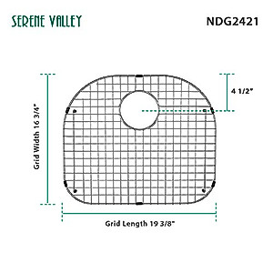 Serene Valley Sink Protector and Kitchen Sink Bottom Grid NDG2421, 304 Premium Stainless Steel, dim 19 3/8" x 16 3/4"