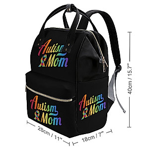 FunnyStar Autism Ribbon Mom Women's Laptop Backpack Travel Nurse Shoulder Bag Casual Mommy Daypack