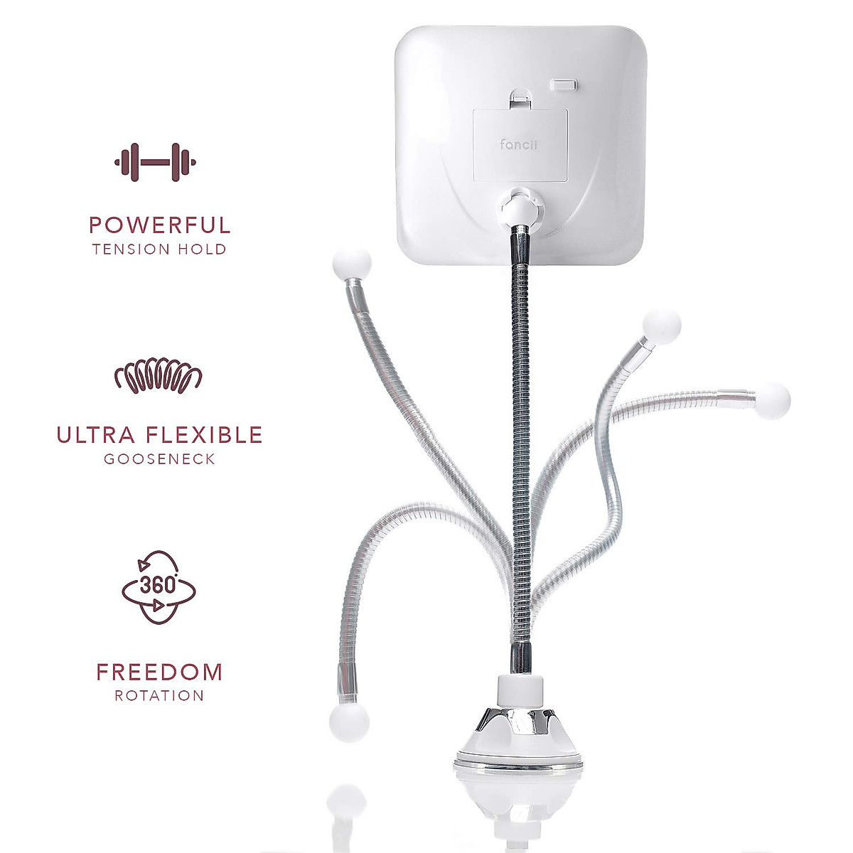 Fancii Flexible Magnifying Mirror 10X with LED Light and Gooseneck, Lighted Travel Makeup Mirror, Lock Suction, Natural Daylight LED, Cordless and Portable (Mira Plus)