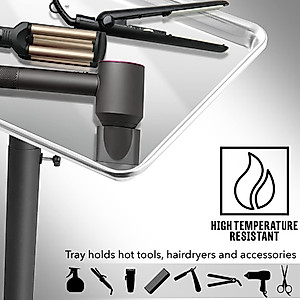 Saloniture Aluminum Salon Instrument Tray, Heavy-Duty Metal Rolling Base