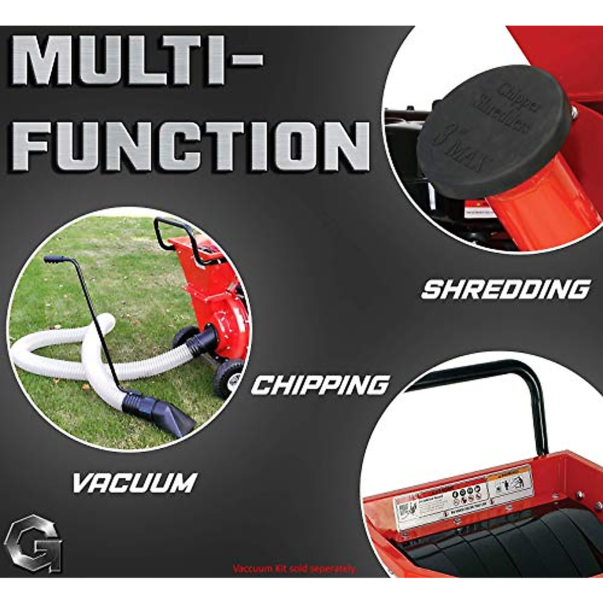 GreatCircleUSA Wood Chipper Shredder Mulcher Heavy Duty Gas Powered 3 in 1 Multi-Function 3" Inch Max Wood Diameter Capacity EPA/CARB Certified Aids in Fire Prevention - Building a Firebreak