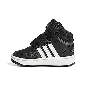 adidas Hoops 3.0 Basketball Shoe, Core Black/White/Grey, 2 US Unisex Little Kid