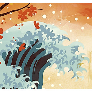 Japanese Fox Art Print - Traditional Ukiyo-e Wall Art 18 x 24 Unframed Cherry Blossom Ocean Waves Spiritual Home Decor Japanese Artwork Whimsical Animal Print Calming Wall Hanging