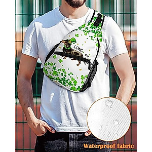 Gsypo Sling Backpack, Happy St. Patrick's Day Clover Puppy Dog Waterproof Lightweight Small Sling Bag, Travel Chest Bag Crossbody Shoulder Bag Hiking Daypack for Women Men