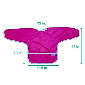 HEADBIB – First Ever Head Bib, Protects Little One’s Hair During Mealtime & Playtime, Waterproof Fabric, For Baby & Toddler (Pink w/SleeveBiB, Large (12-24 Months))