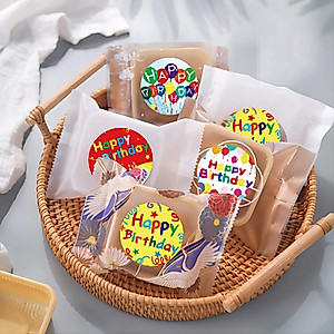 Hokoad Happy Birthday Stickers Seals 1" 500Pcs in 1Roll for Birthday Décor Party Supplies School Cards Sealing, 8 Designs Envelope Sealing Gift Wrap (1inch, D)