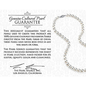 The Pearl Source 10-11mm Genuine White Freshwater Cultured Pearl & Cubic Zirconia Opera Ring for Women