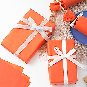 Simetufy Orange Tissue Paper for Gift Bags, 125 Sheets 14 x 20 Inches Orange Wrapping Paper for Packaging, Tissue Paper Bulk for Fall, Halloween, Thanksgiving, Birthday, Holiday Decor and DIY Crafts