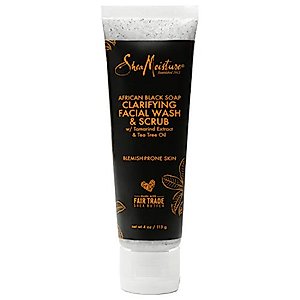 Sheamoisture Facial Wash and Scrub for Blemish Prone Skin African Black Soap to Clarify Skin 4 oz