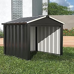 JAORD Metal Outdoor Storage Shed D33.07 x W34.65 x H24.4, Tool Garden Sheds and Tiny Houses for Backyard Garden Patio Lawn, Black&White…