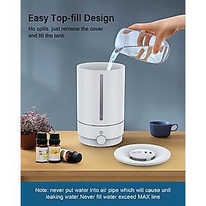 Marnetstone Humidifiers for Bedroom, 5 L Top Fill Cool Mist Humidifiers with Oil Diffuser, Ultrasonic Humidifiers for Large Room, Home, Nursery, Office, Plants, 360° Nozzle