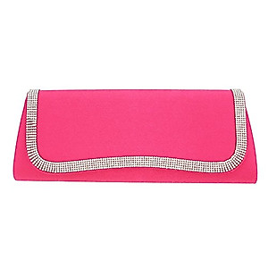 Fuschia Rhinestone Edge Satin Evening Bag