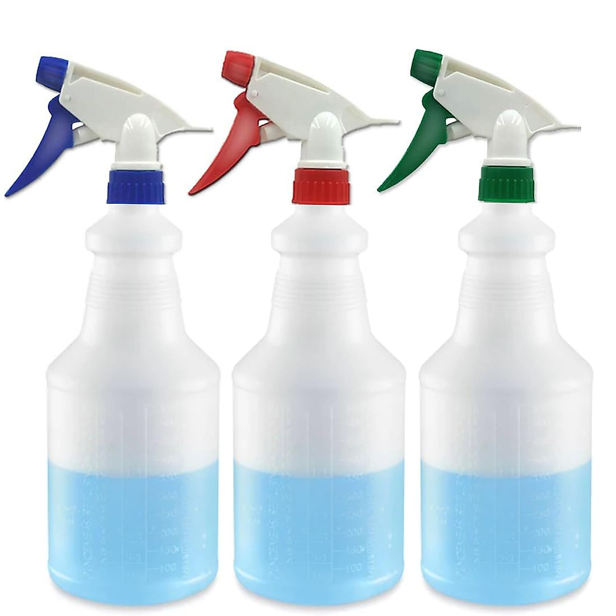 EZPRO USA 24 oz Empty Spray Bottles for Cleaning Solutions, Spray bottle 24oz, Professional Industrial Commercial with Measurements Mist Line Sprayer, Transparent, Pack of 3