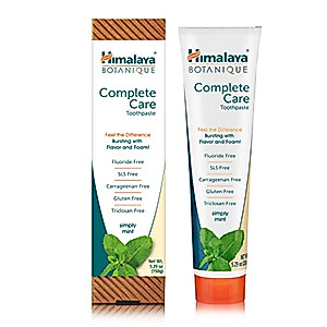 Himalaya Complete Care Toothpaste, Simply Mint, Fluoride Free Plaque Reducer for Brighter Teeth and Fresh Breath, 5.29 oz, 4 Pack