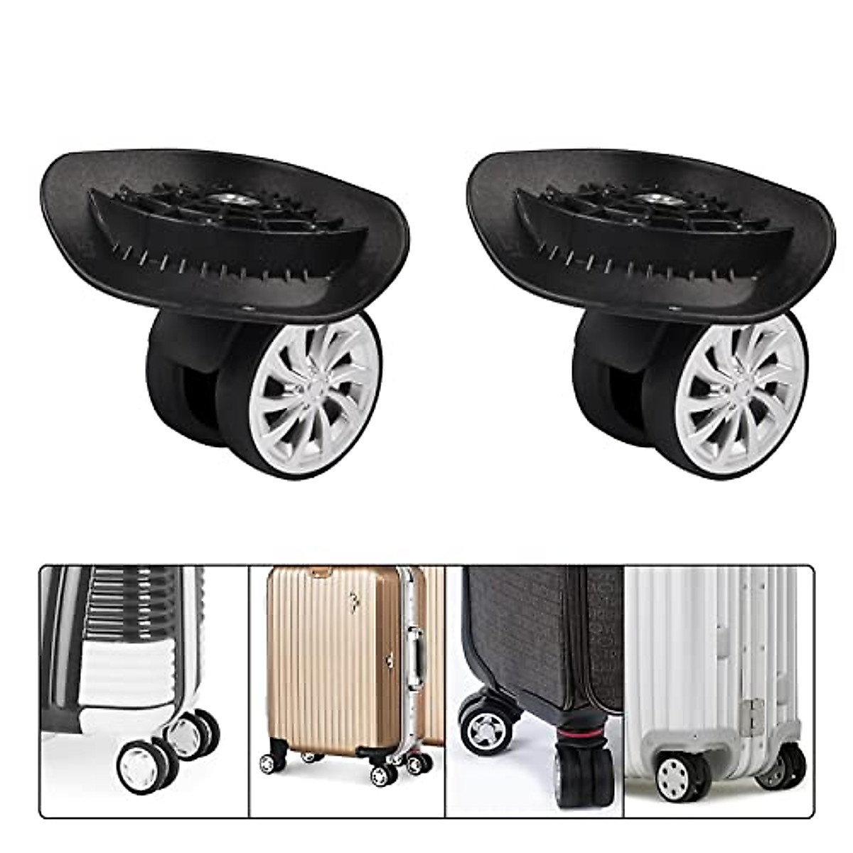 Serlium 2Pcs Luggage Suitcase Wheels 3.4 x 2.2in (Carefully Measure Yourself Wheel Size), Swivel Wheel Replacement Luggage Travel Suitcase Wheels Plastic Bearings Repair Set for Luggage Kits