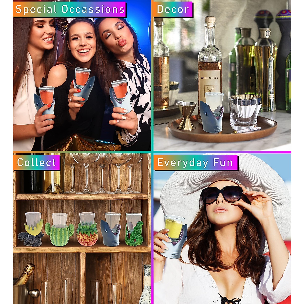 Puzzled Cool Shark Head Shot Glass - Novelty Glassware Home And Bar Liquer Accessory, Fun Ocean Life Shooter for Espresso And Alcohol Drinks - 4 Inches