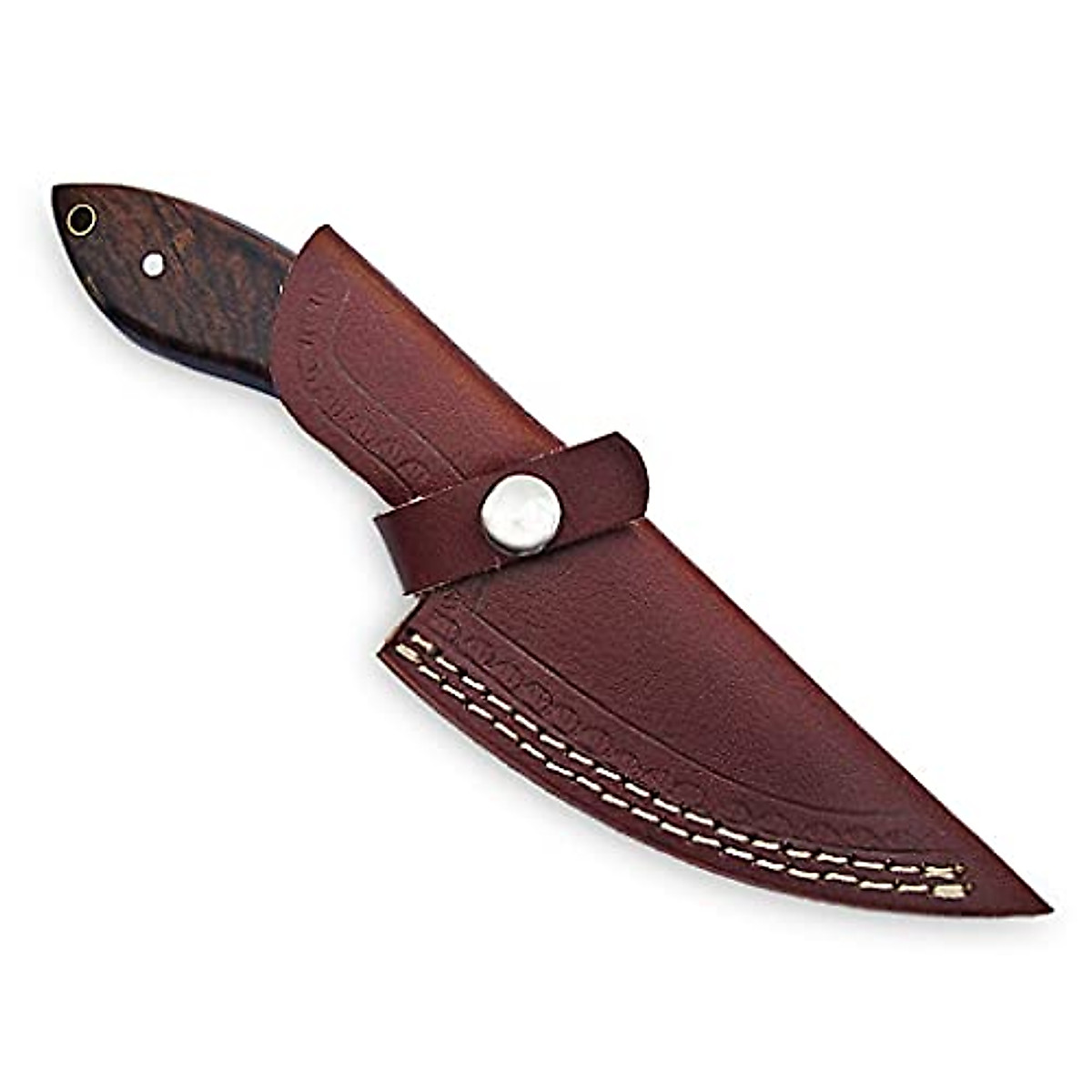 MMA 8inch Custom Handmade Damascus blade knife/Fixed blade knife with sheath/Fixed Blade Knives/Skinning Knives/Hunting Knives/EDC Knives (Brown)