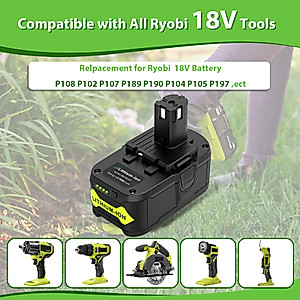 MAFACBAC P189 18V Battery Replacement: for Ryobi 6.0 AH Lithium-ion 18 Volt One Plus P108 P102 P103 P104 P105 P107 Drill Tools-PBP005 Cordless Power Lithium Battery