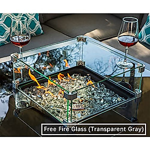 COSIEST Outdoor Propane Fire Table 36-inch Square Espresso Brown Wicker Fire Pit, 40,000 BTU, Wind Guard, Free Fire Glass, Waterproof Cover, Internal 20lb Tank Storage