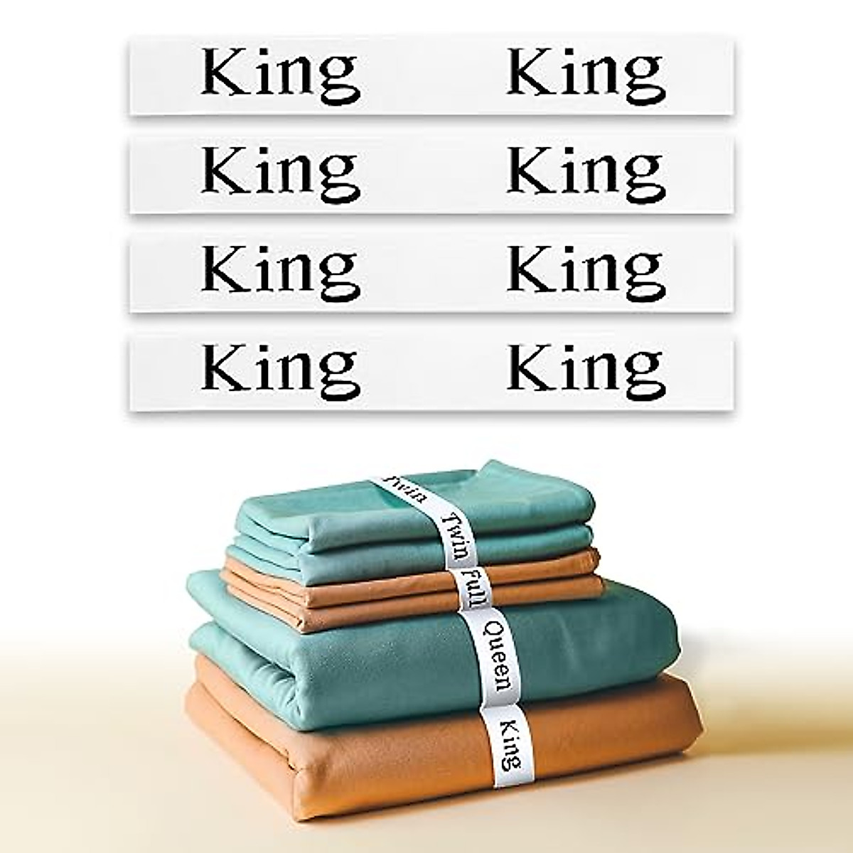 Bed Sheet Organizer Bands For Linen Closet (King 4 Pack), Elastic Bedsheet Band Strap Set, Bedding Sheet Keeper For Laundry Room Organization And Storage, Fastener Label For Organzing Pillow & Duvet