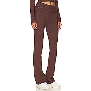 Zhiyouni Women's Kintted 2 Piece Outfits Long Sleeves Zip Up Hooded High Waist Skinny Pants Set Loungewear (Brown-L)