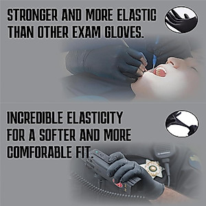 Blackwork Black Nitrile Exam Gloves - Large, Pack of 100 - Latex- & Powder- Free, Disposable, Comfrtable & Durable for Extended Wear - Tattoo, PMU, Medical, & Dental Gloves