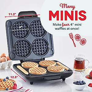 DASH Multi Mini Waffle Maker: Four Mini Waffles, Perfect for Families and Individuals, 4 Inch Dual Non-stick Surfaces with Quick Release & Easy Clean - Graphite