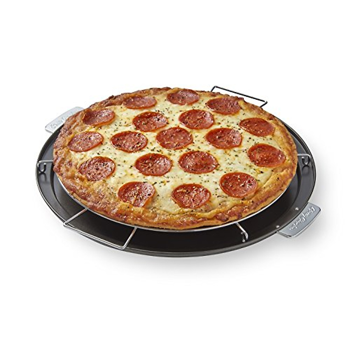 Nifty Pizza and Pie Baking Rack – Built-In Drip Pan, Multipurpose, Non-Stick Chrome Finish, Dishwasher Safe, Heavy-Duty Design, Bake Pies Evenly Every Time