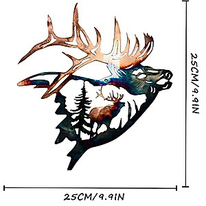 ArtsyCase Home Collection Metal Wall Decor, Elk Deer Metal Wall Art Sculpture Silhouette Craft with Rustic Cabin Décor Finish Wall Decor Hanging for Living Room, Bedroom, Bathroom Indoor, 12.8 inch