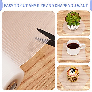 Shelf Liner for Kitchen Cabinets, 12 Inch x 20 Ft x 2 Rolls, Non-Slip Cabinet Liner, Non Adhesive Drawer Liner, Refrigerator Liners, Washable Oil-Proof Mat for Shelves (Transparent Stripe)