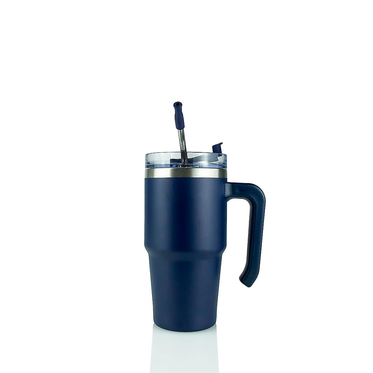 Hogg 20oz Grippy Tumbler with Removable Handle, Lid, and Stainless Steel Straw, DIY, Customizable, Double Wall Insulated Tumblers (Navy)